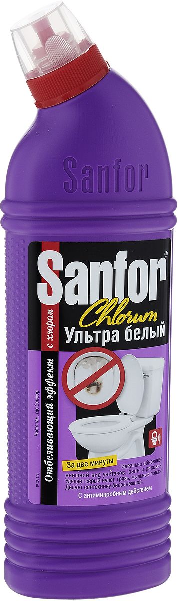 Чистящее средство для туалета Sanfor Chlorum Extra white, 750 мл