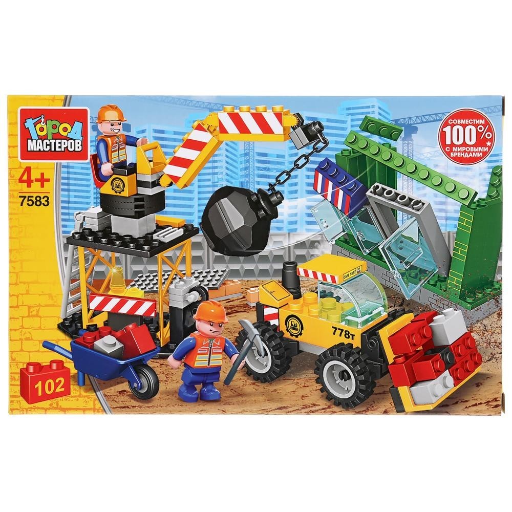 Конструктор Bondibon Город мастеров Снос дома, с фигурками, 102 детали