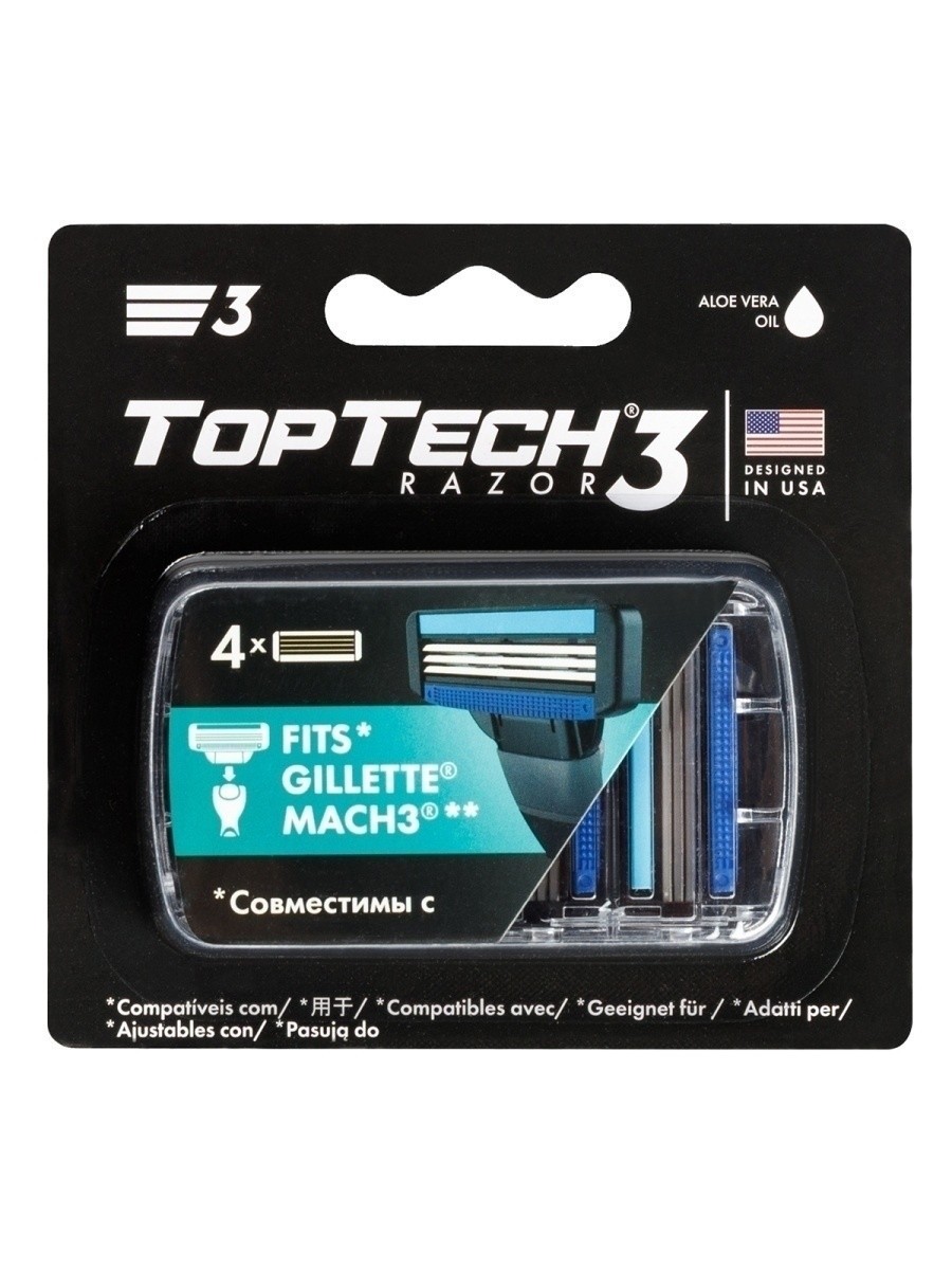 Сменные кассеты TopTech Razor 3, 3 лезвия, 4 шт